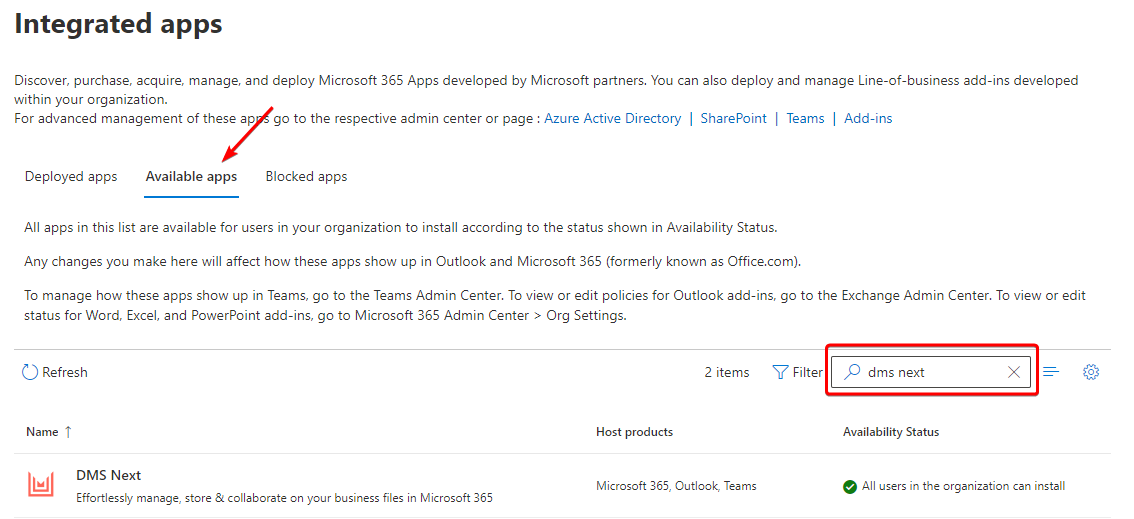 Deploy DMS Next to specific users, groups or an organisation – MacroView
