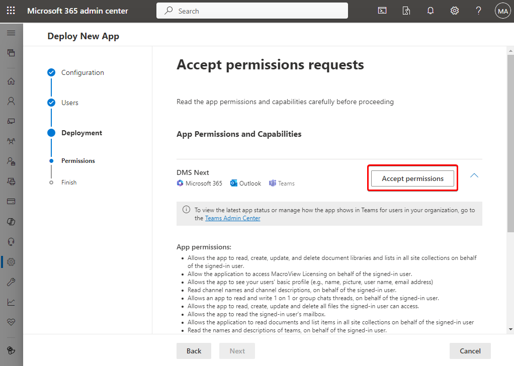 Deploy DMS Next to specific users, groups or an organisation – MacroView