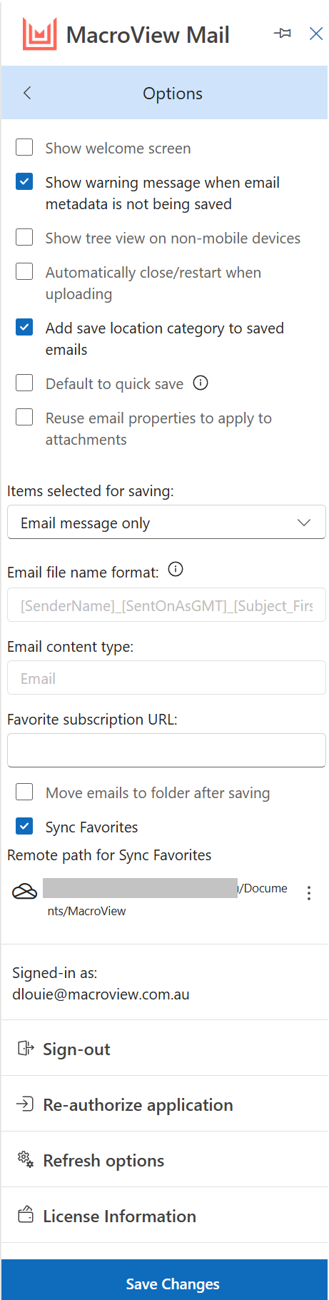 MacroView Mail Settings – MacroView