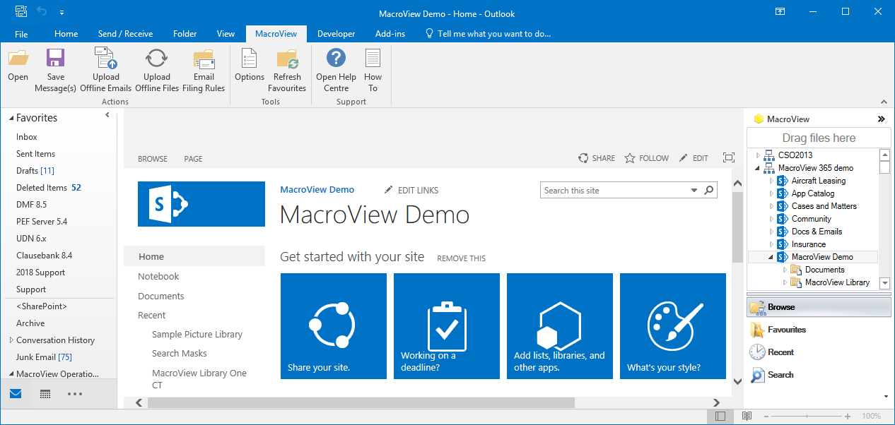 Viewing site home pages in DMS – MacroView
