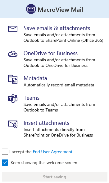 Welcome screen – MacroView