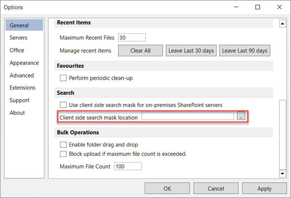 Managing client side search panels changes – MacroView