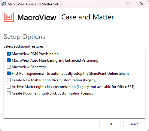 Setup Options – MacroView
