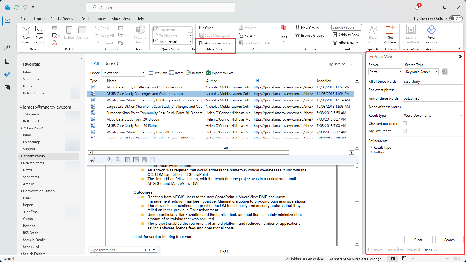 Save a Search as a Favourite – MacroView